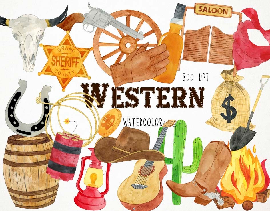 Western Clipart Cowboy Clipart Wild West Clipart Western | Etsy