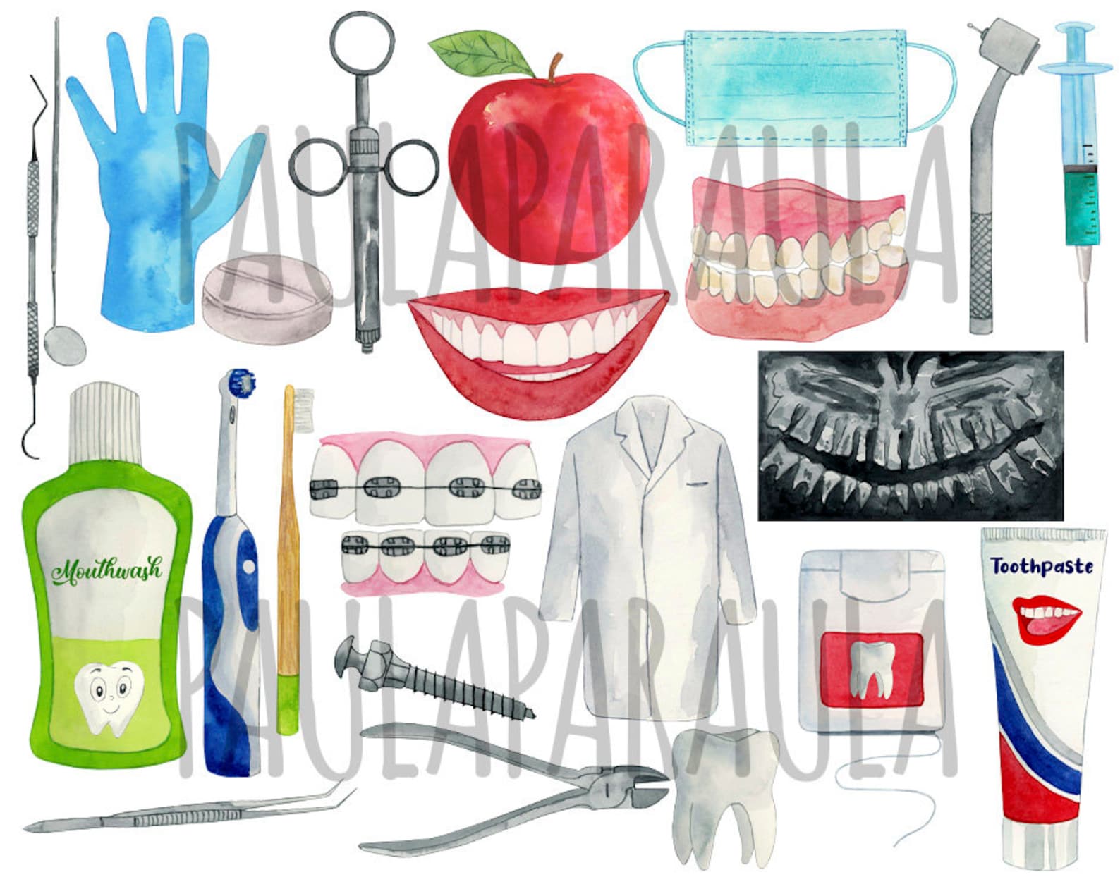 Watercolor Dentist Clipart, Dental Clipart, Odontologist Clipart ...