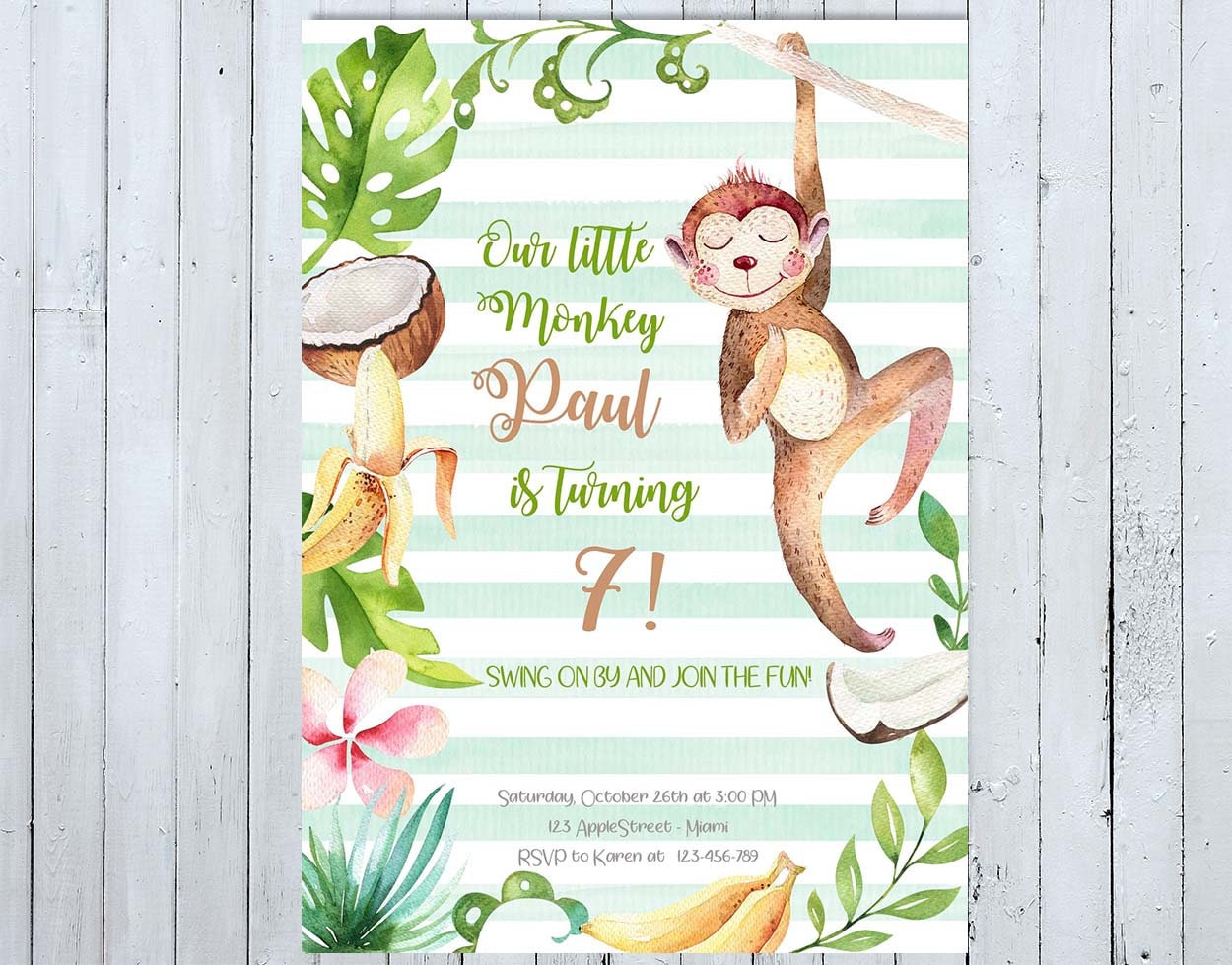 Monkey Birthday Invitation Ape Invitation Gorilla | Etsy