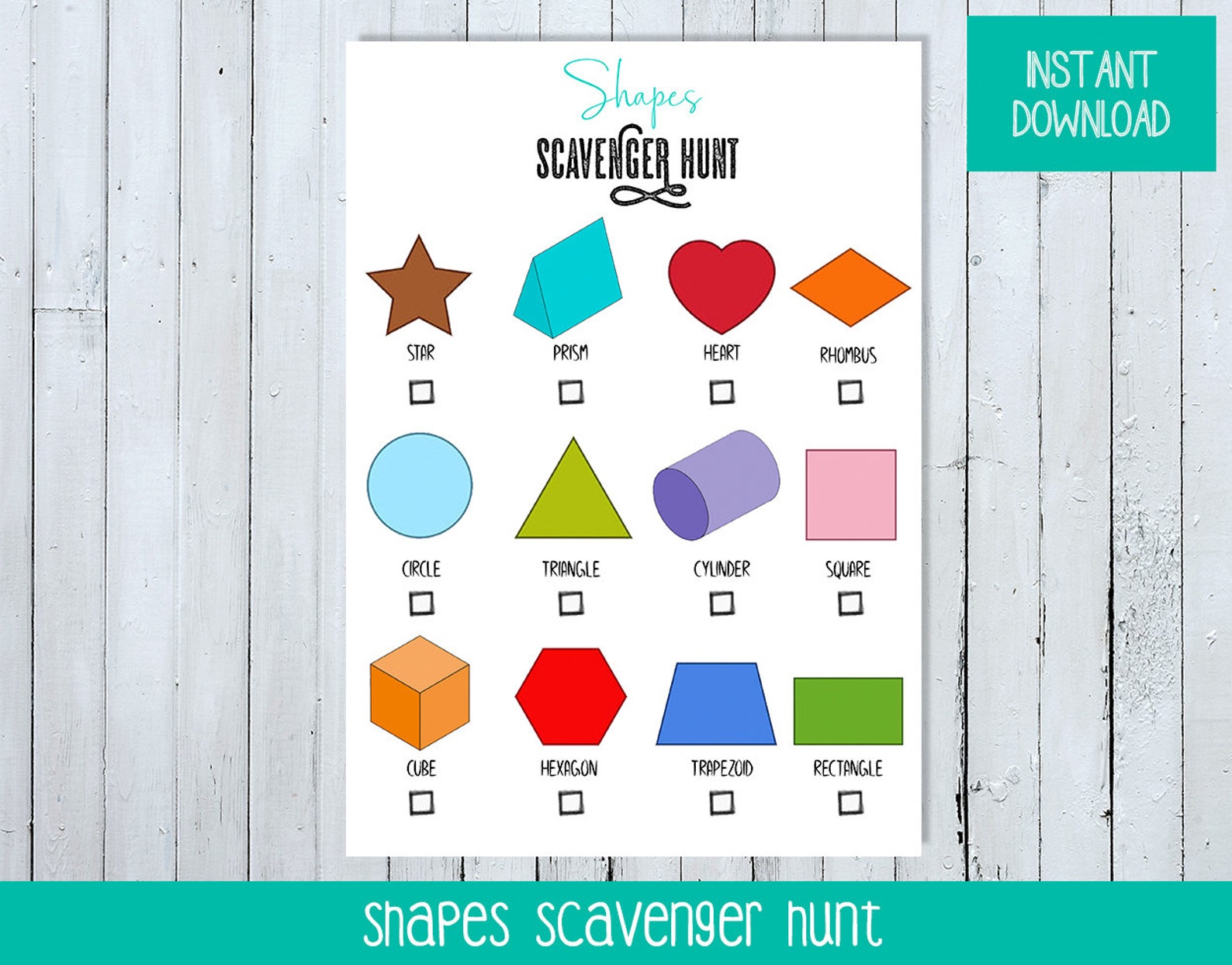 Printable Shapes Scavenger Hunt for Kids Shapes Games for | Etsy