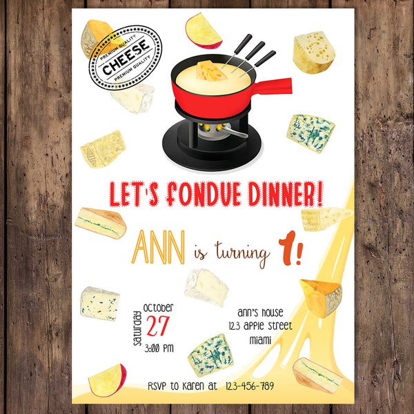 Fondue Dinner Invitation - Etsy