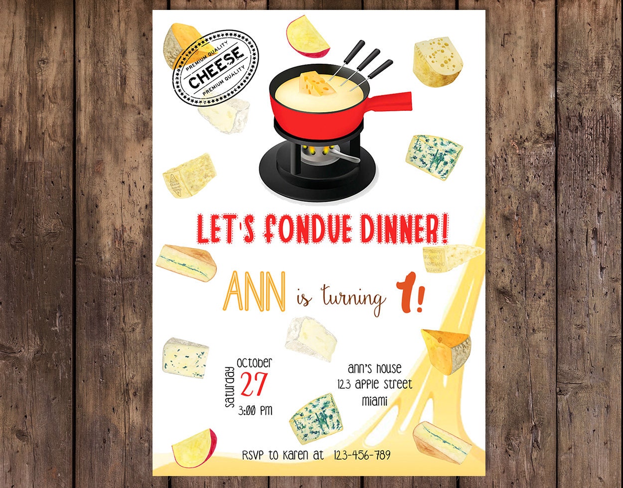 Fondue Invitation, Fondue Party, Cheese Invitation, Fondue Invite ...