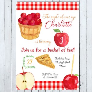 Apple Birthday Invitation, Apple Invitation, Apple of My Eye First ...