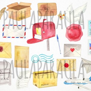 Watercolor Mail Clipart, Watercolor Postage Clipart, Delivery Clipart ...