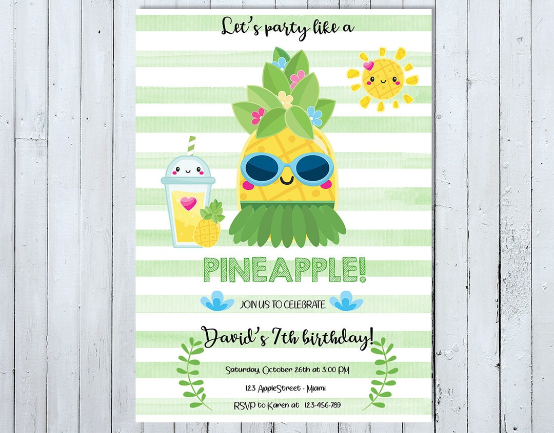 Pineapple Birthday Invitation, Pineapple Invitation, Pineapple Invite ...