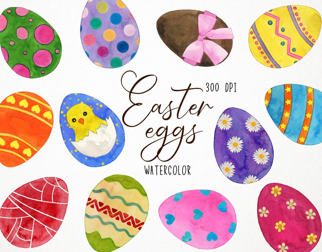 Watercolor Easter Eggs Clipart, Easter Clipart, Spring Clipart ...