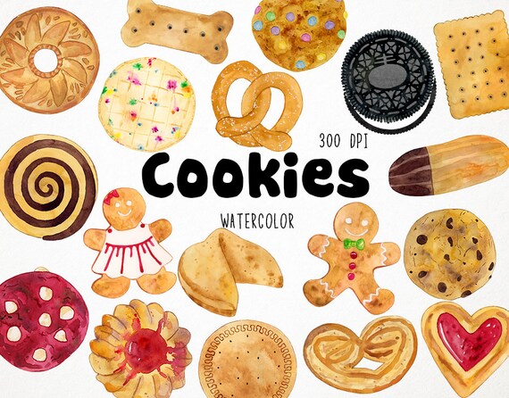 Watercolor Cookies Clipart Biscuits Clipart Bakery Clipart - Etsy