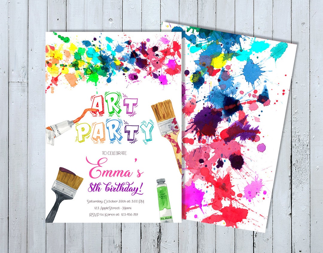 Art Party Birthday Invitation, Art Party Invitation, Art Party Invite ...