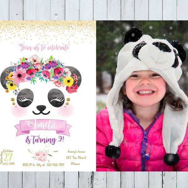 Panda Invitation - Etsy