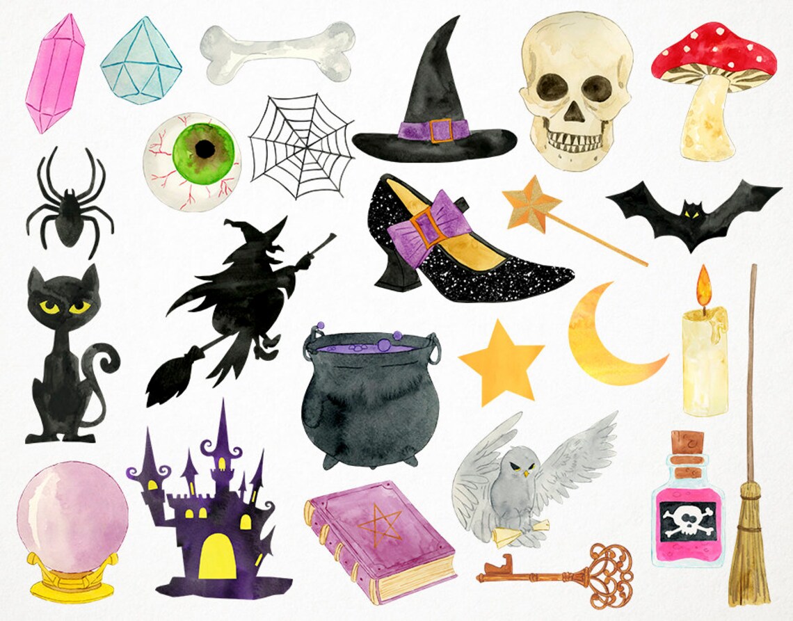 Halloween Clipart, Magic Clipart, Halloween Clip Art, Witch Clipart ...