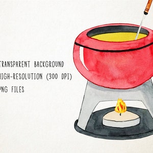 Watercolor Fondue Clipart, Fondue Graphics, Fondue Illustration, Cheese ...