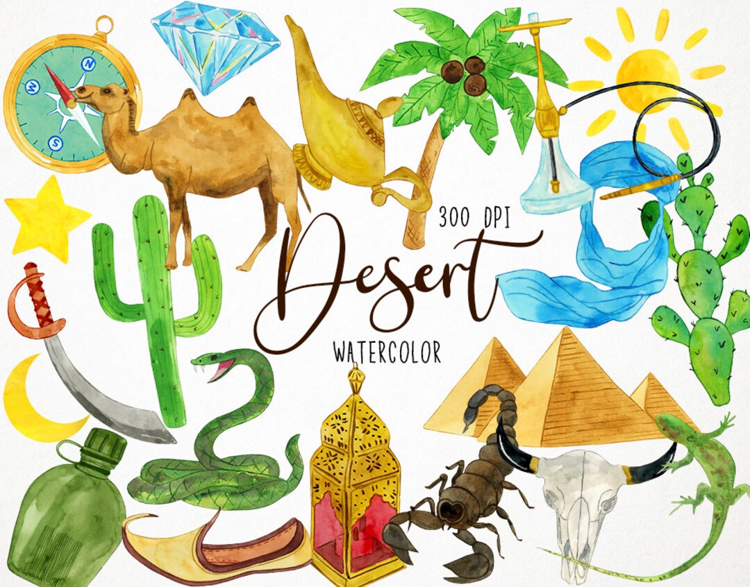 Watercolor Desert Clipart, Arabian Clipart, Arabian Desert Clipart ...