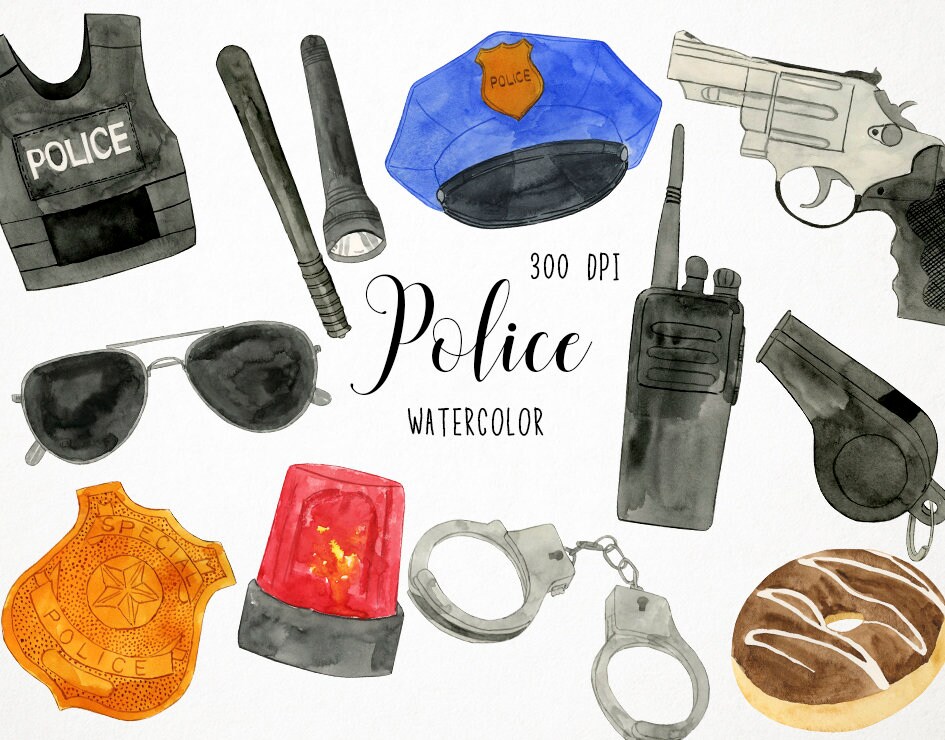 Police Clipart Watercolor Police Clipart Police Clip Art | Etsy UK