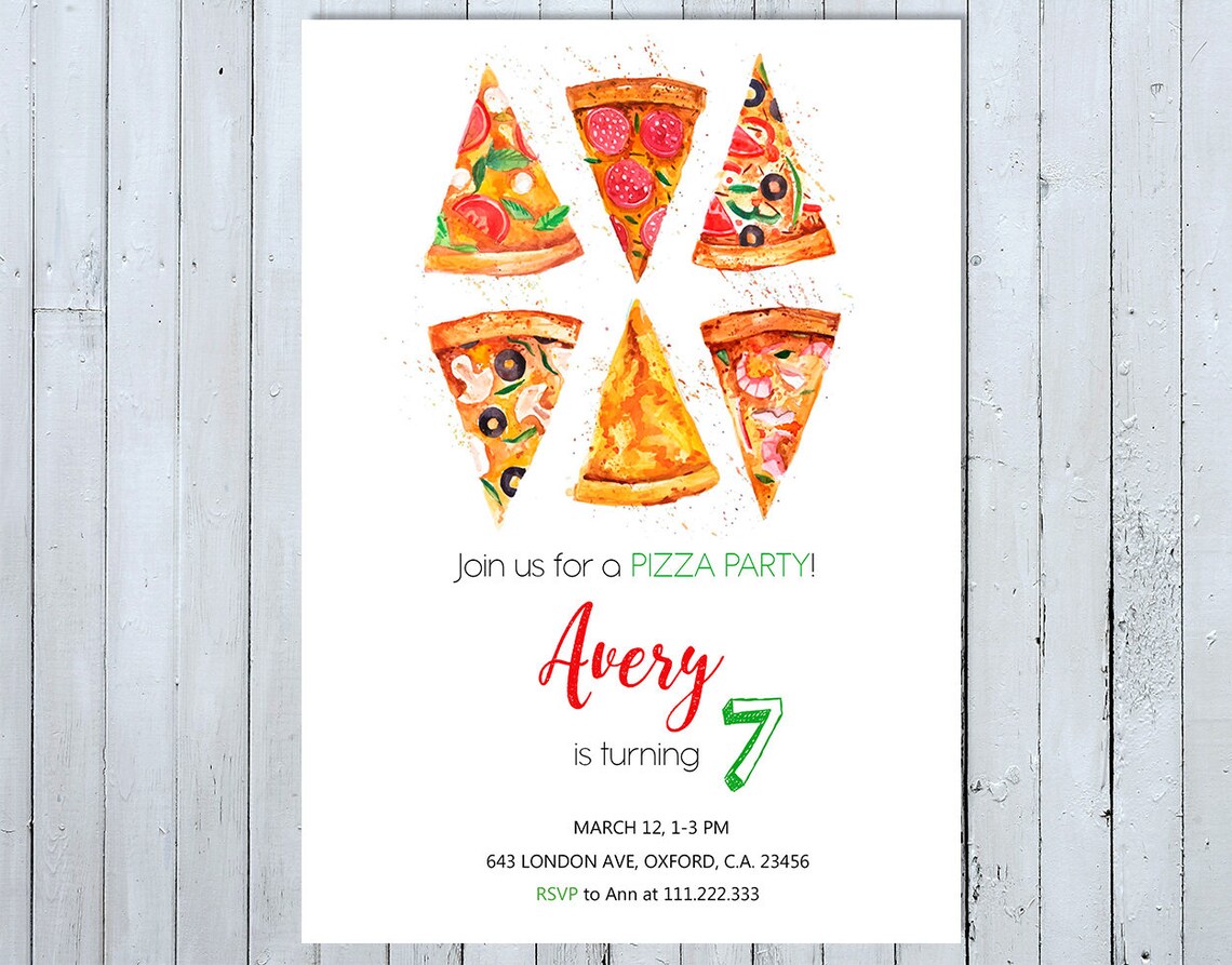 Pizza Party Invitations, Pizza Invite, Pizza and Pajamas, Pizza Making ...