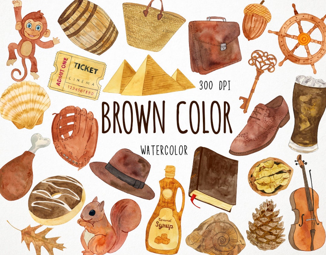 Watercolor Brown Clipart, Brown Color Clipart, Brown Objects Clipart ...