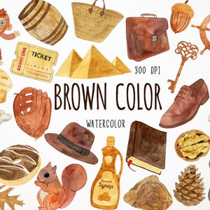 Watercolor Brown Clipart, Brown Color Clipart, Brown Objects Clipart ...