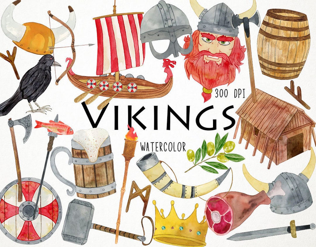 Aquarell Wikinger Clipart, Wikinger Grafik, Nordische Krieger Clipart ...