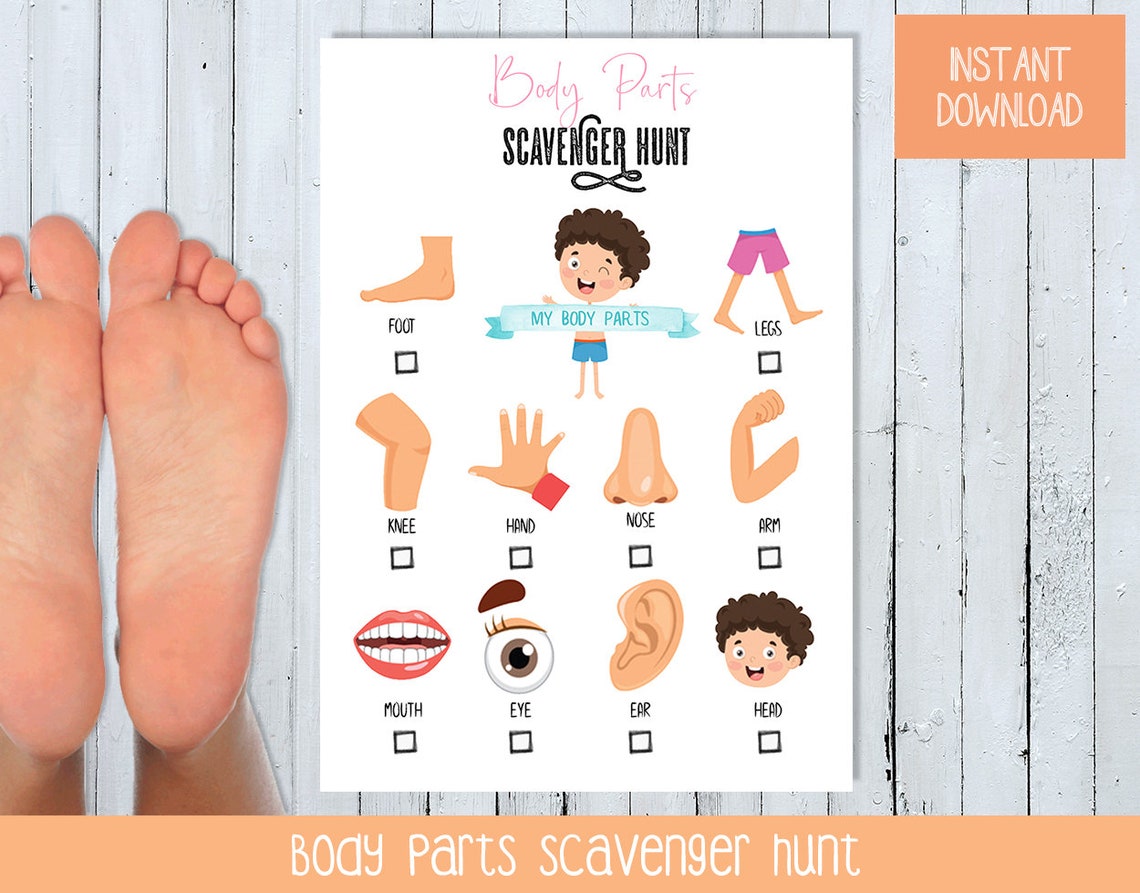 Printable Body Parts Scavenger Hunt for Kids Body Parts | Etsy