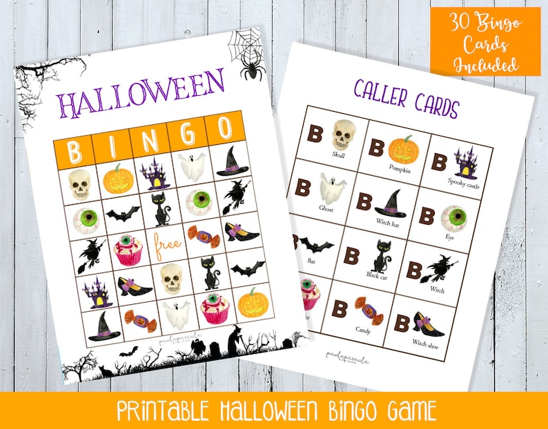 Halloween Bingo Halloween Game Halloween Bingo Cards Spooky | Etsy