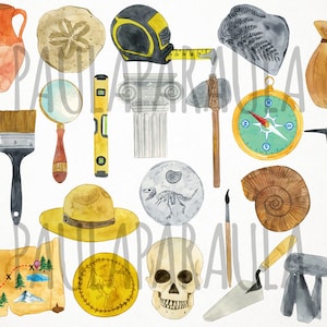Watercolor Archeology Clipart, Archeology Graphics, Ancient Clipart ...