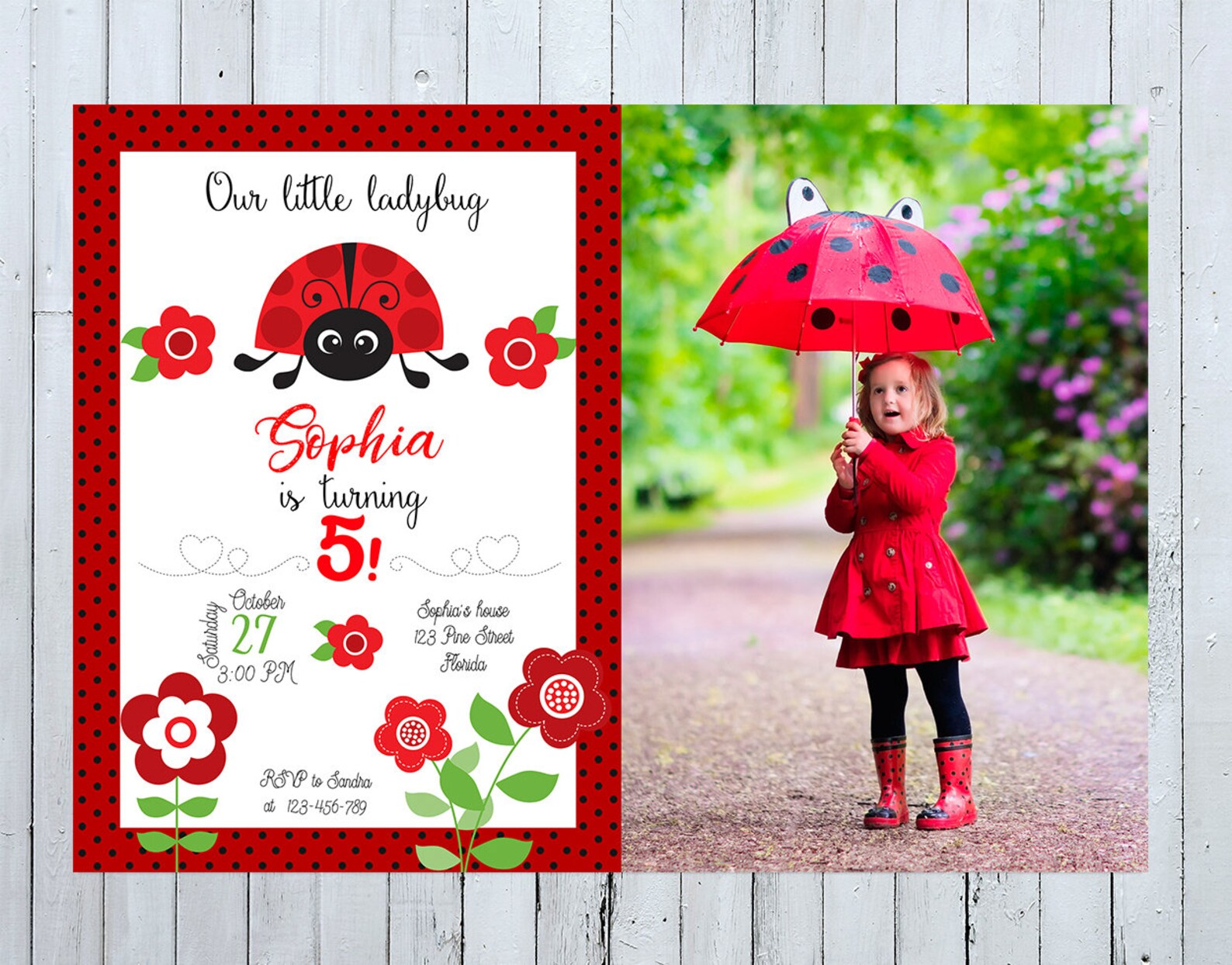 Ladybug Birthday Invitation With Photo Ladybug Invitation | Etsy