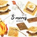 Smores Clipart, Camping Clipart, Campfire Clipart, Watercolor Clipart ...