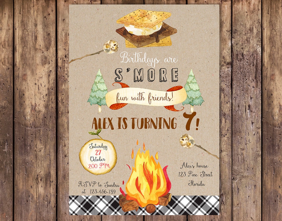 Camping Birthday Invitation, Bonfire Birthday Invitation, Camping ...