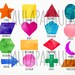 Watercolor 2D Shapes Clipart, Geometrical Clipart, Geometric Shapes ...