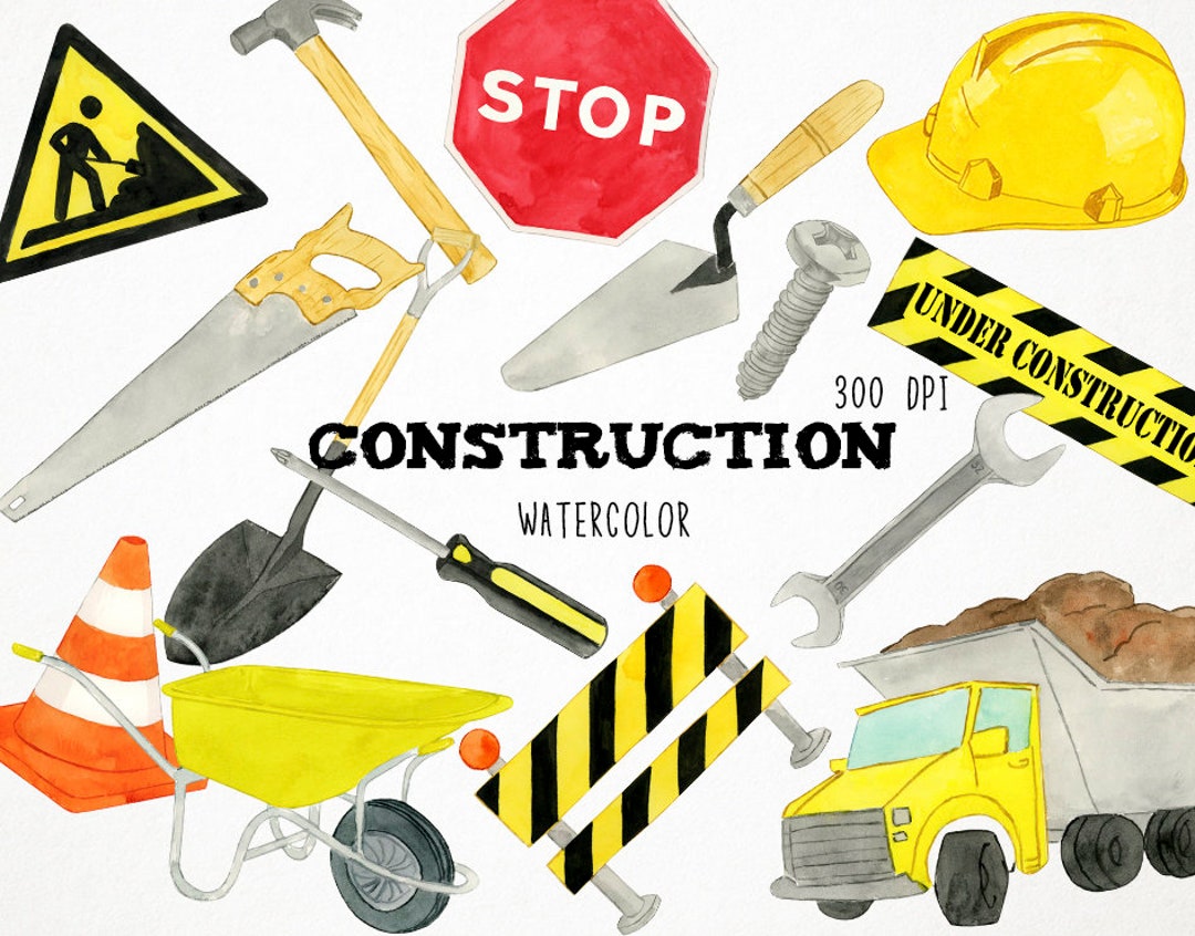 Construction Clipart, Construction Clip Art, Watercolor Construction ...