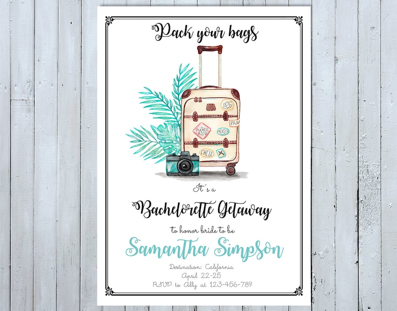 Pack Your Bags Bachelorette Getaway Invitation Girls Getaway - Etsy
