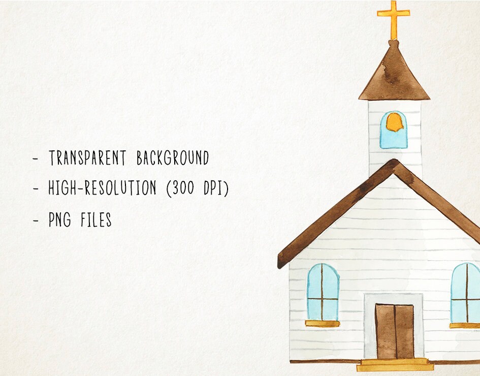 Watercolor Catholic Clipart, Christian Clipart, Church Clipart ...
