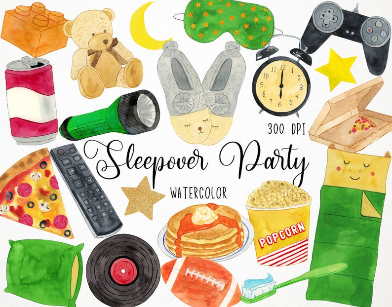 Watercolor Boys Slumber Party Clipart Boys Sleepover Clipart - Etsy