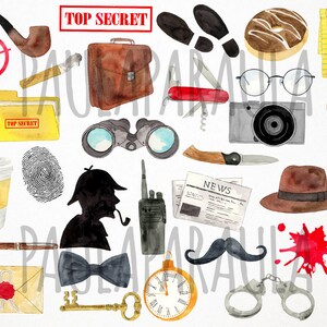Watercolor Detective Clipart, Detective Graphics, Private Investigator ...