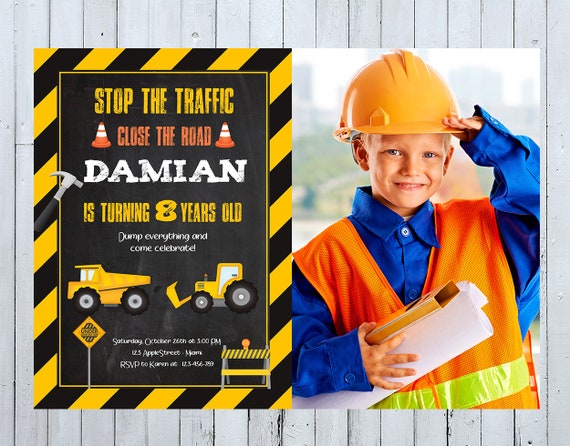 Construction Invitation With Photo Stop the Traffic Close the | Etsy