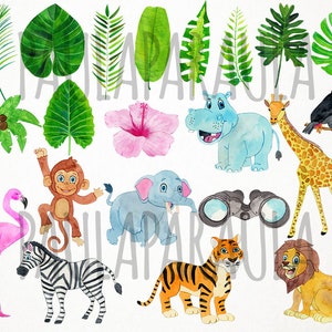 Watercolor Safari Clipart, Jungle Clipart, Safari Animals Clipart ...