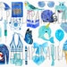 Watercolor Blue Clipart, Blue Color Clipart, Blue Objects Clipart, Blue ...