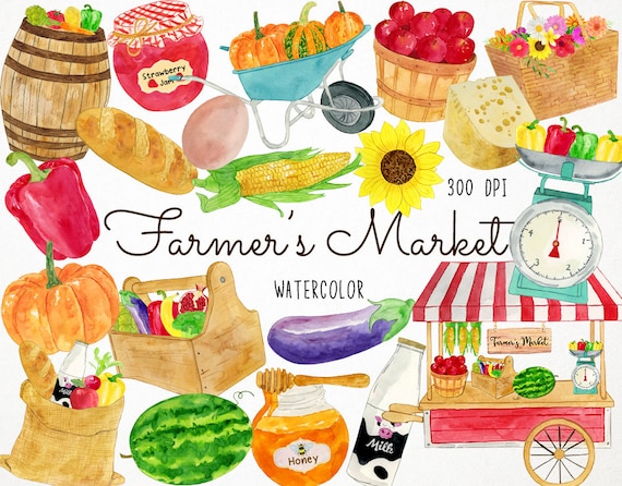 Watercolor Farmers Market Clipart Market Stall Clipart - Etsy Australia