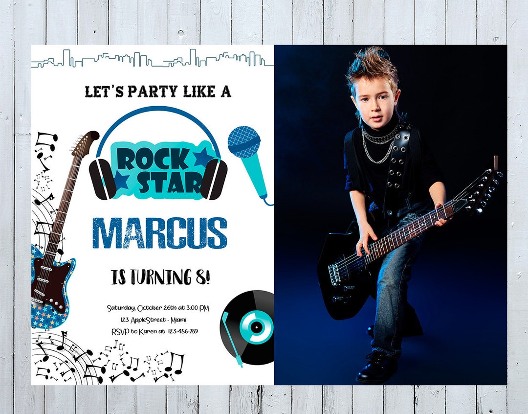 Invitación rockstar con foto, Invitación rockstar con imagen ...