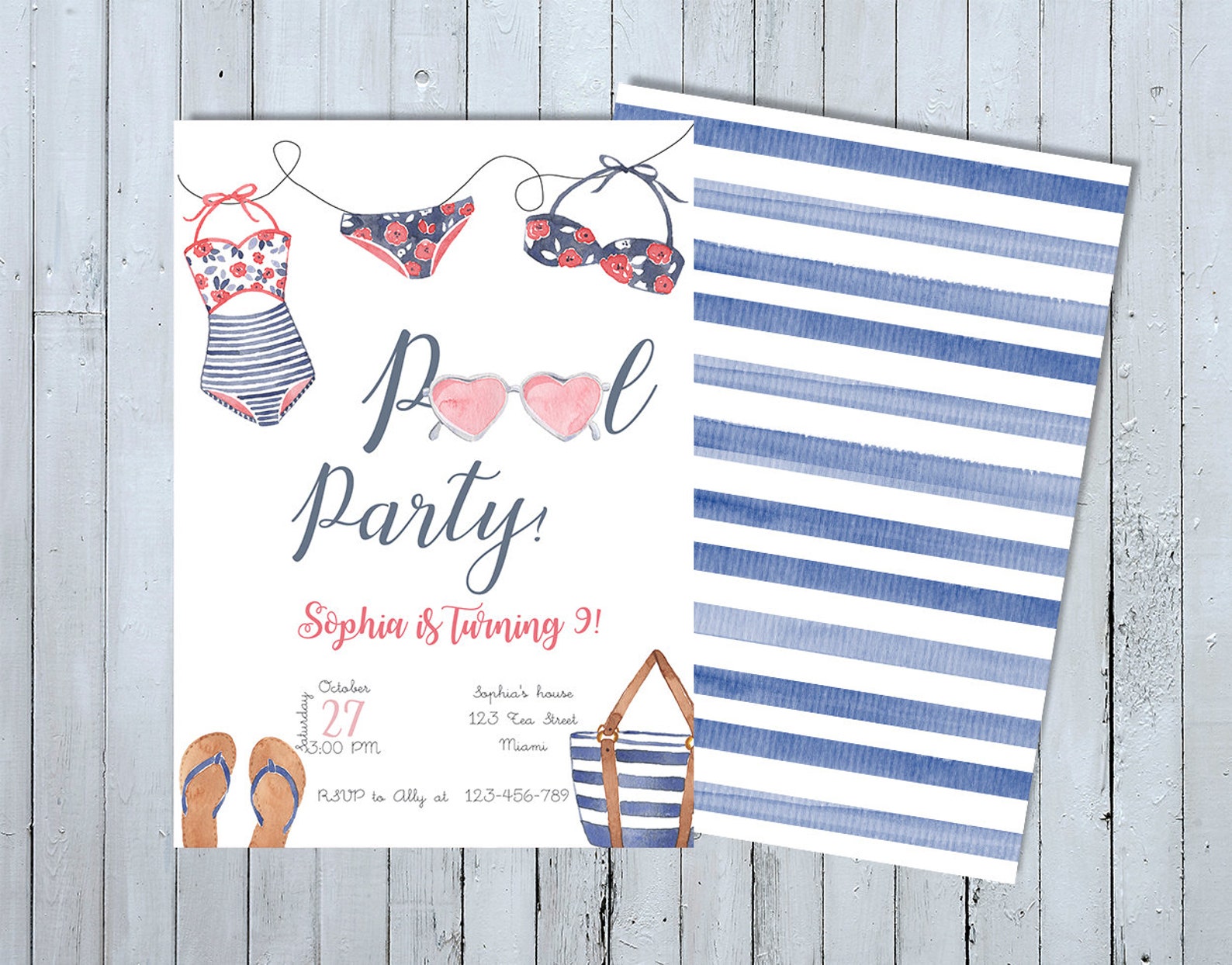 Pool Party Invitation Pool Party Invite Pool Birthday Party | Etsy