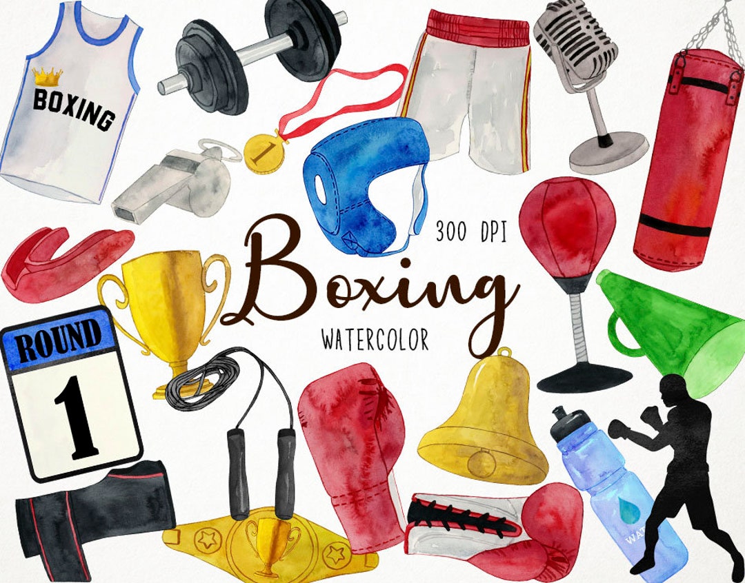Watercolor Boxing Clipart, Boxer Clipart, Fighter Clipart, Fighting ...