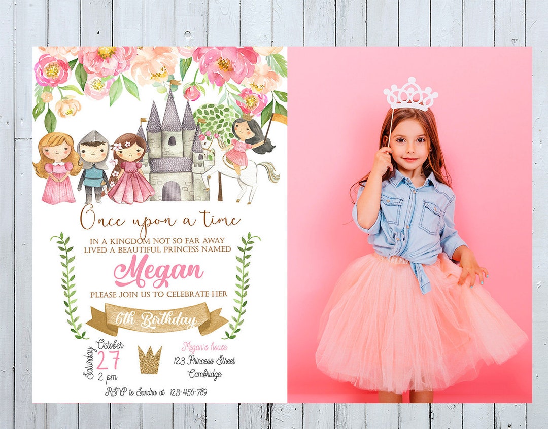 Princess Invitation With Photo, Princess Invite With Picture, Princess ...