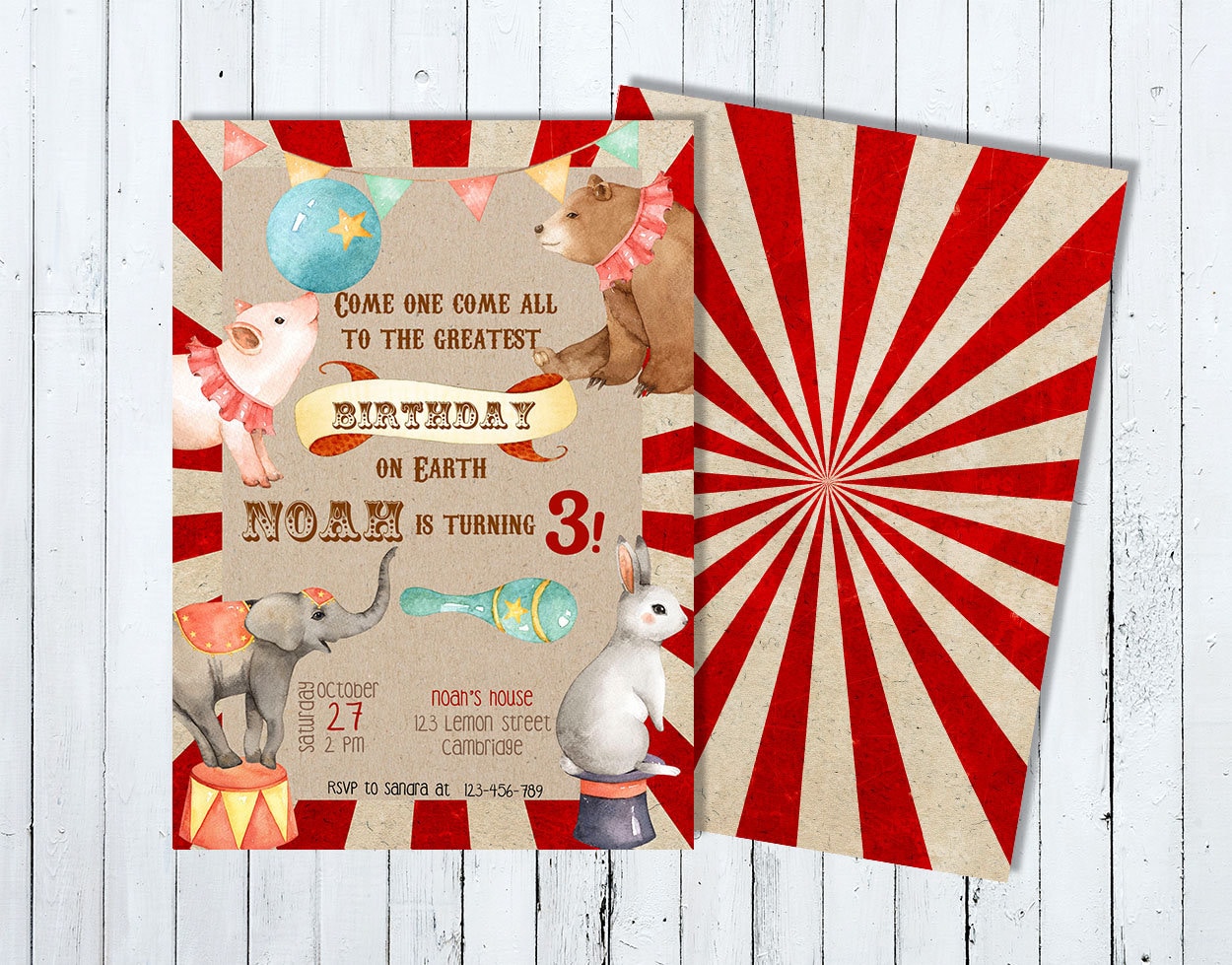 Invitación de circo, invitación de carnaval, cumpleaños de circo ...