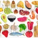 Watercolor Fresh Food Clipart, Organic Food Clipart, Healthy Food ...