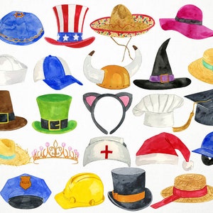 Hat Clipart, Watercolor Hat Clipart, Clipart Hat, Party Hat Clipart ...