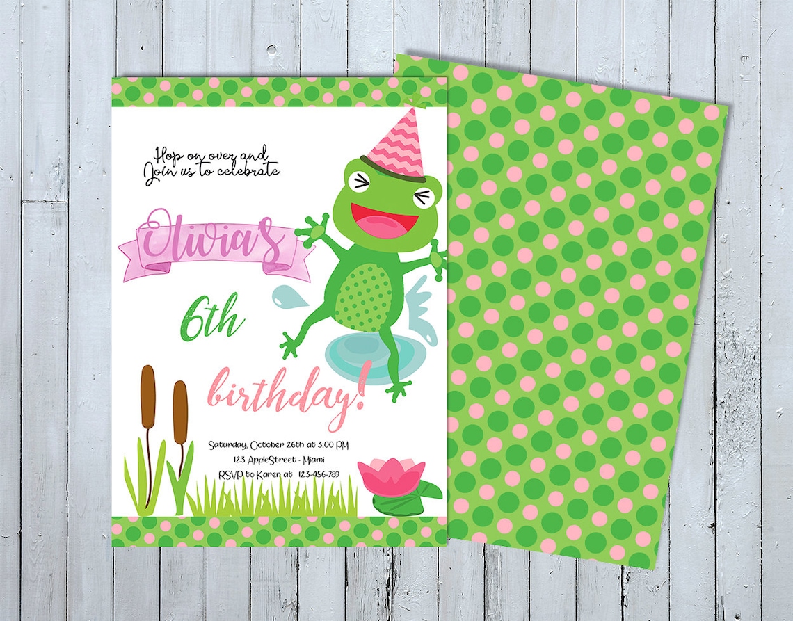 Frog Birthday Invitation Frog Invitation Amphibian - Etsy