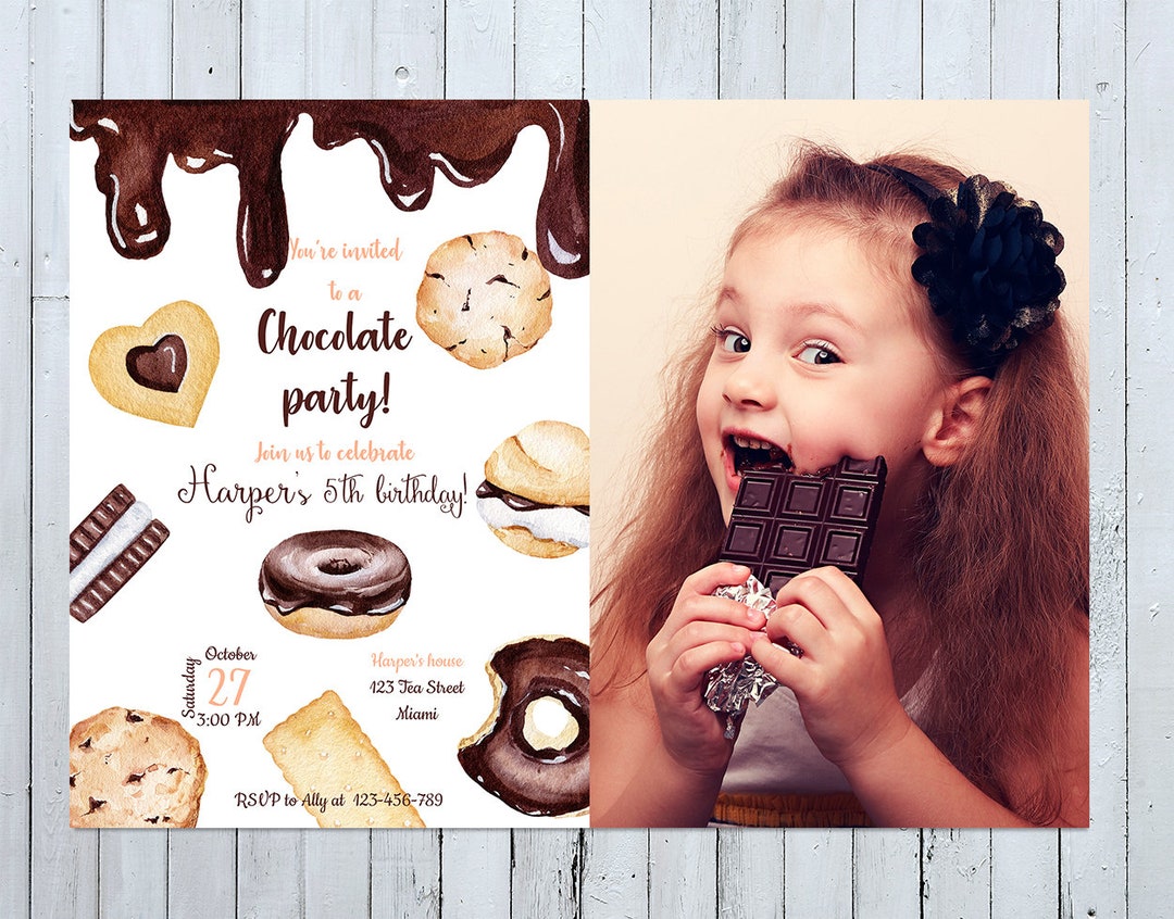 Chocolate Birthday Invitation With Photo, Chocolate Invitation ...