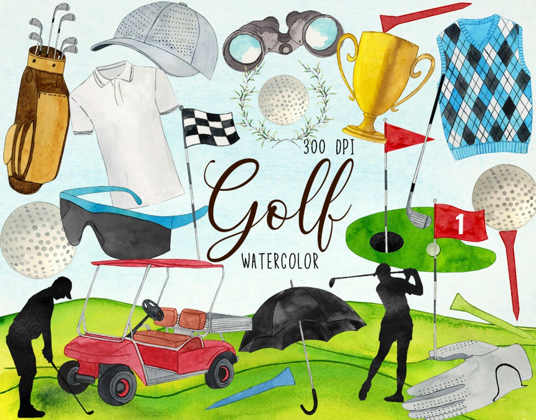 Watercolor Golf Clipart, Golfing Clipart, Golfer Clipart, Golf Club ...