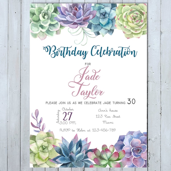 Succulent Invitation - Etsy