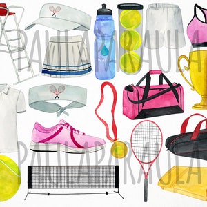 Watercolor Tennis Clipart, Tennis Graphics, Tennis Illustration, Tennis ...