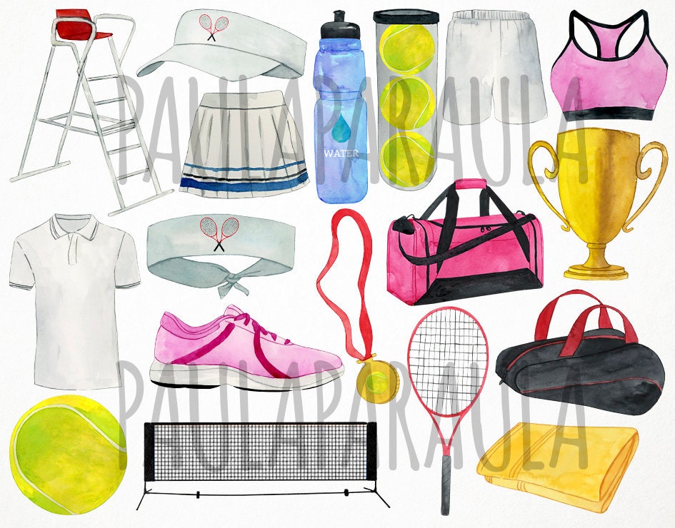Watercolor Tennis Clipart, Tennis Graphics, Tennis Illustration, Tennis ...
